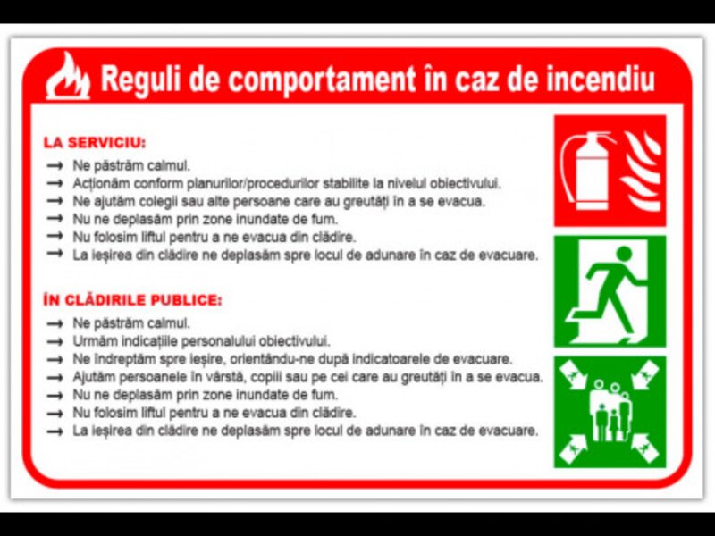 Semn cu reguli de comportare in caz de incendiu Vand Se - anuntul.ro